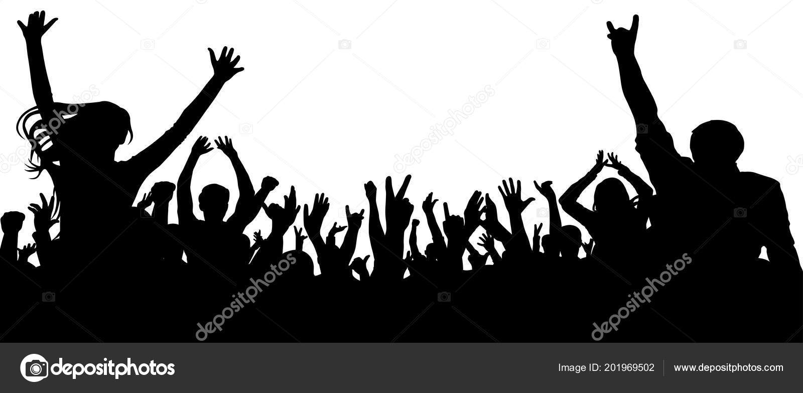 Applause Crowd People Silhouette Vector Crowd Lots People Cheering ...
