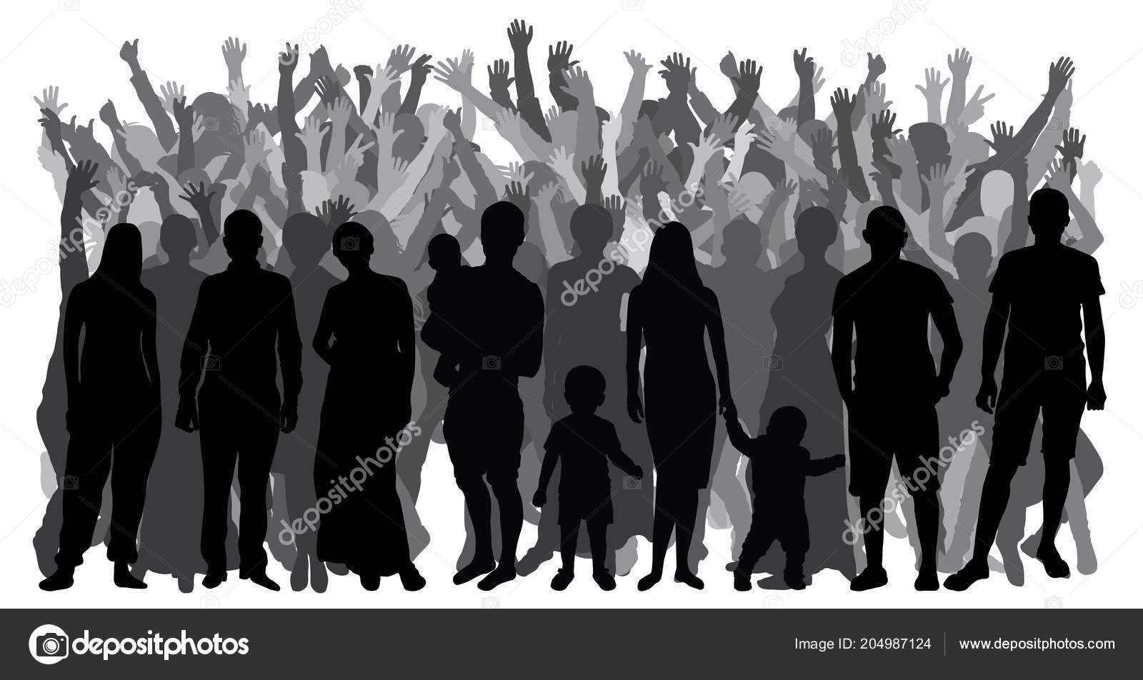 Siluetas De Multitud De Personas Ilustración De Multitud De Personas