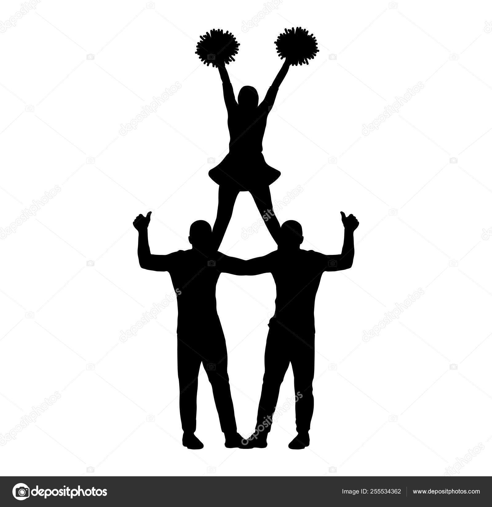 Pyramid of people (cheerleaders, men and girl) silhouette Stock Vector ...
