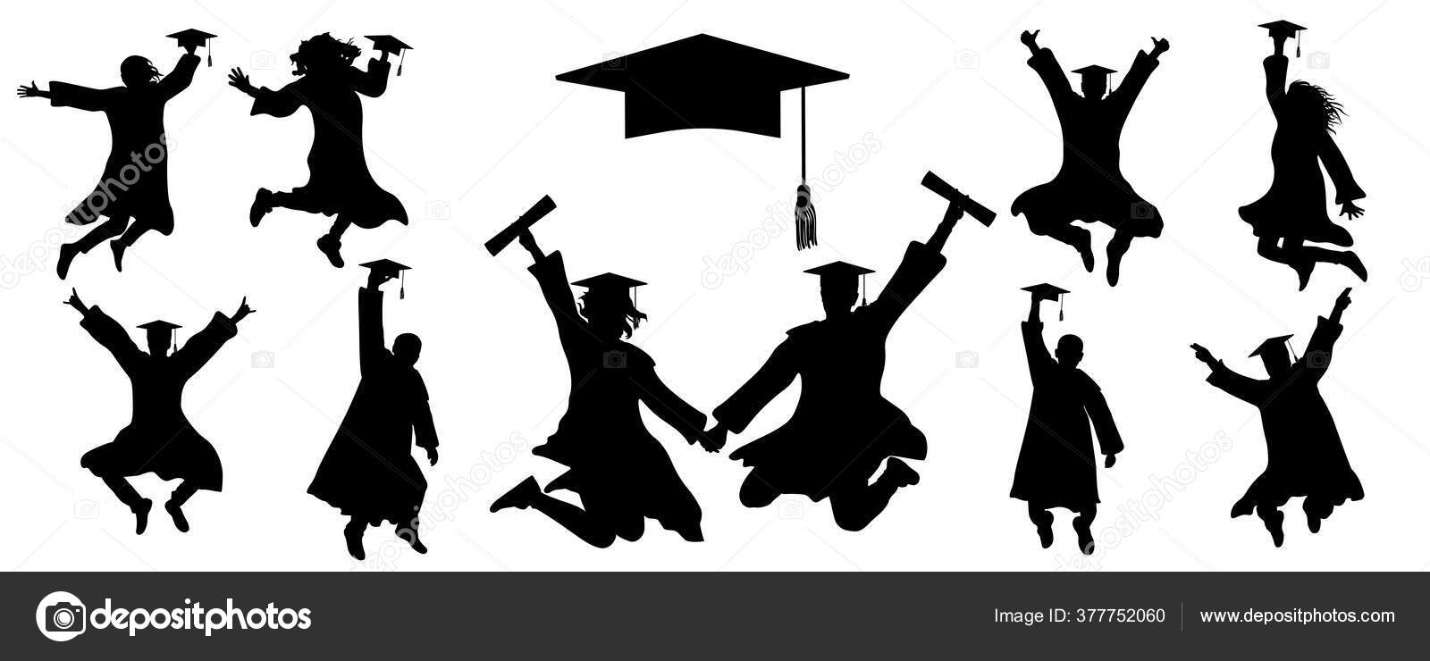 Graduation Jumping Silhouette