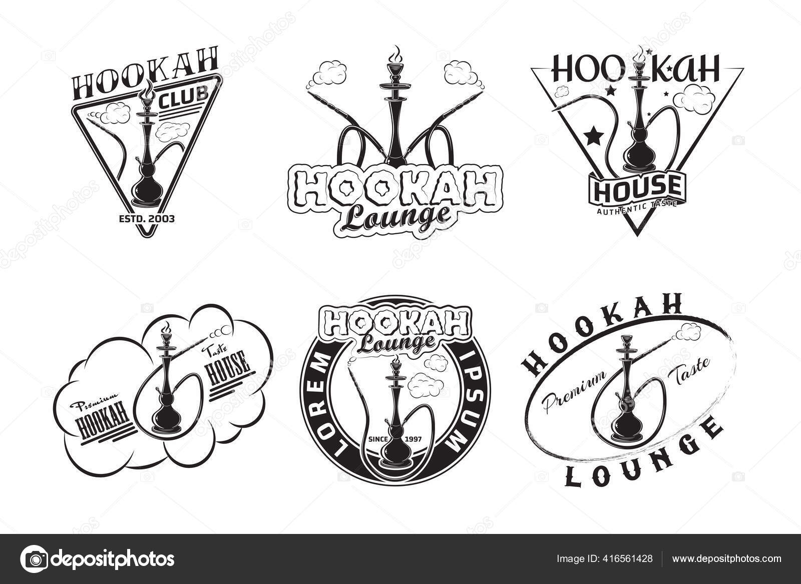 Set of Vintage Hookah lounge emblems designs Stock Vector Image by ...