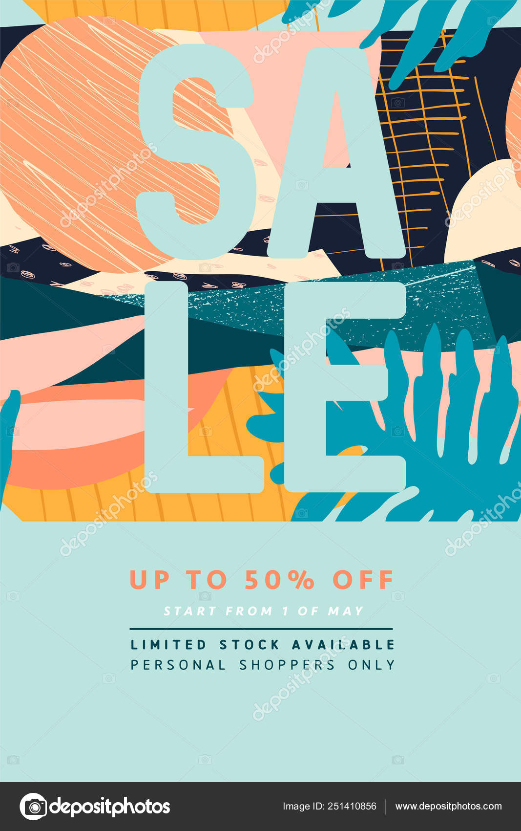 Cover page design template with floral contemporary collage. Modern ...