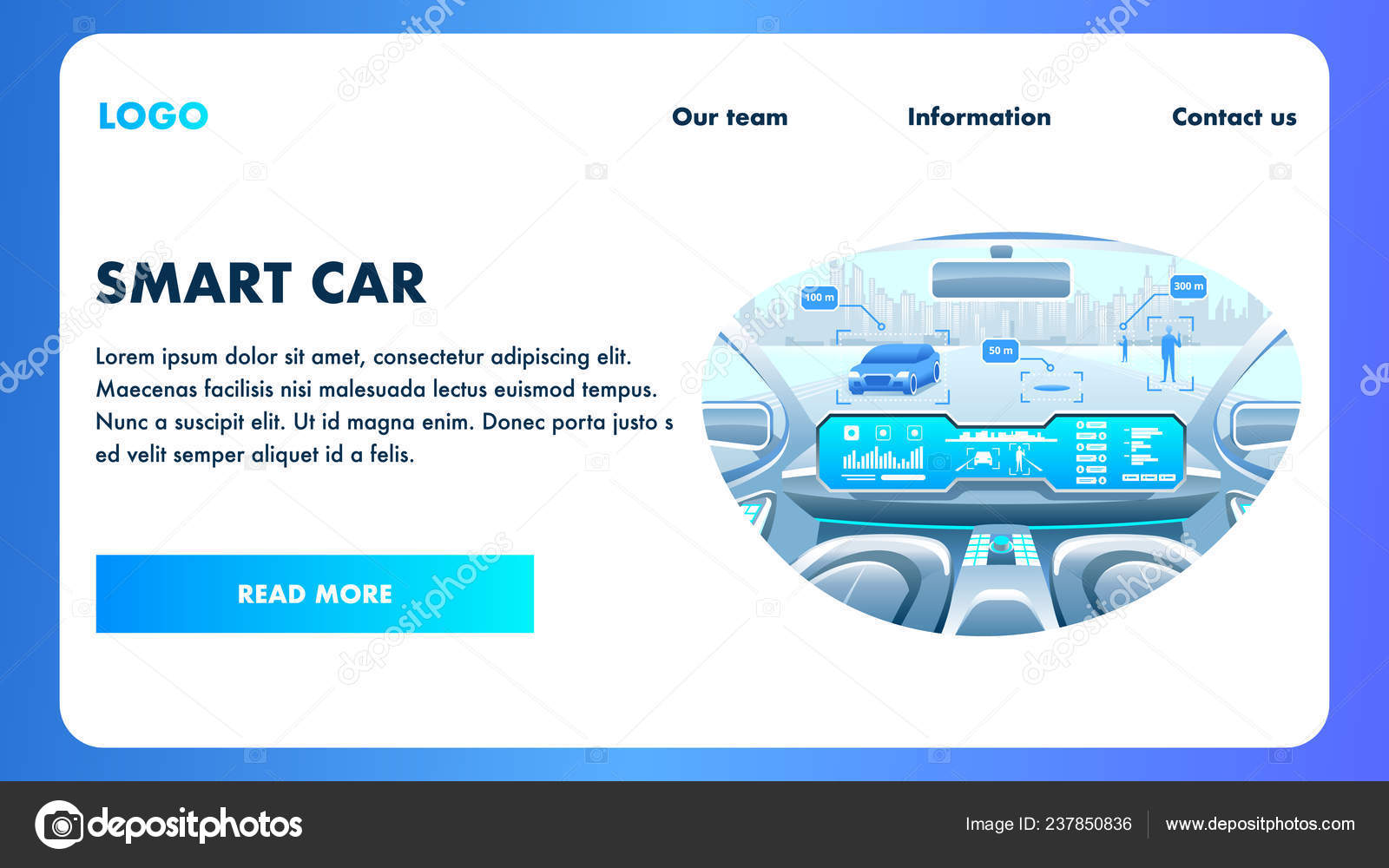 Smart Car Cockpit Vector Illustration Autonomous Electric Vehicle ...