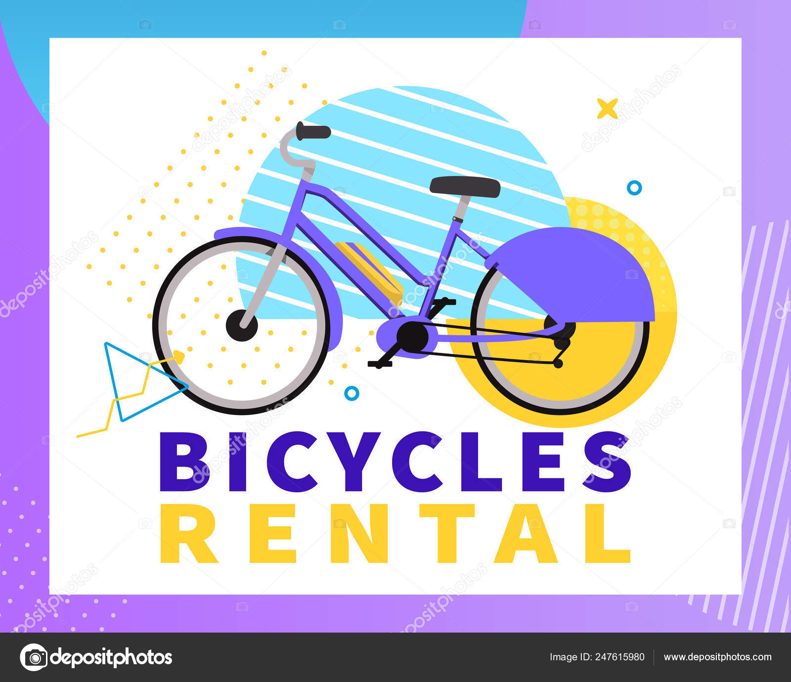 Flat Banner Bicycles Rental on White Background. Stock Vector Image by ...