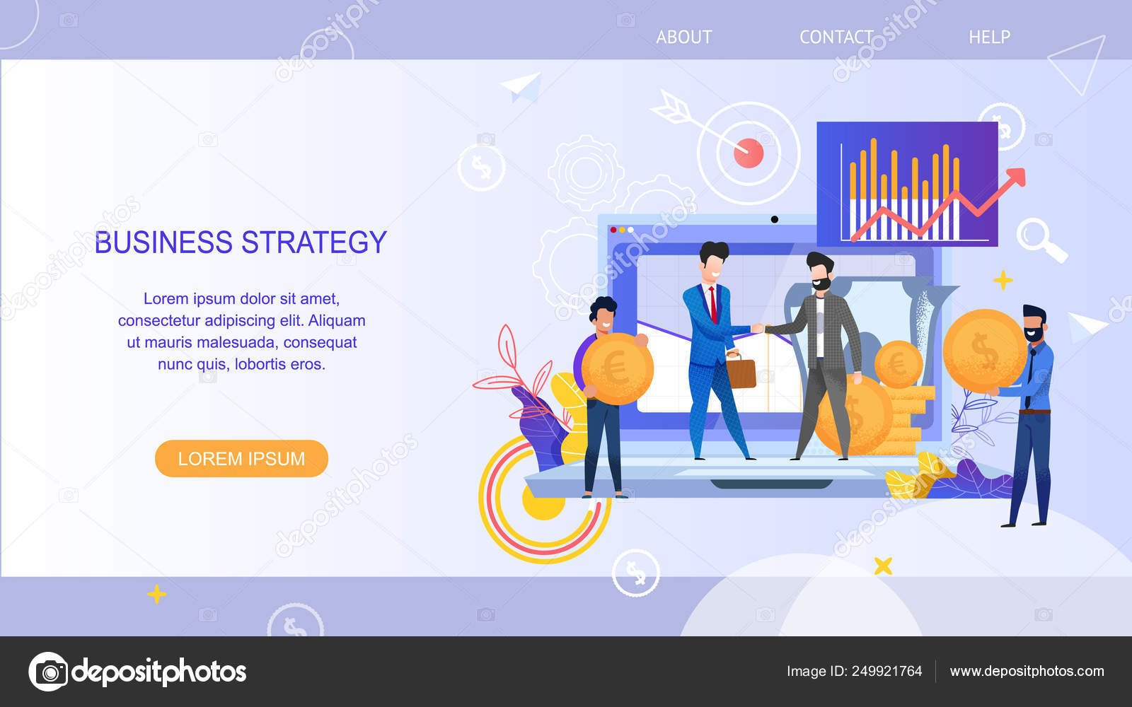 Horizontal Flat Banner Business Strategy. Vector — Stock Vector ...