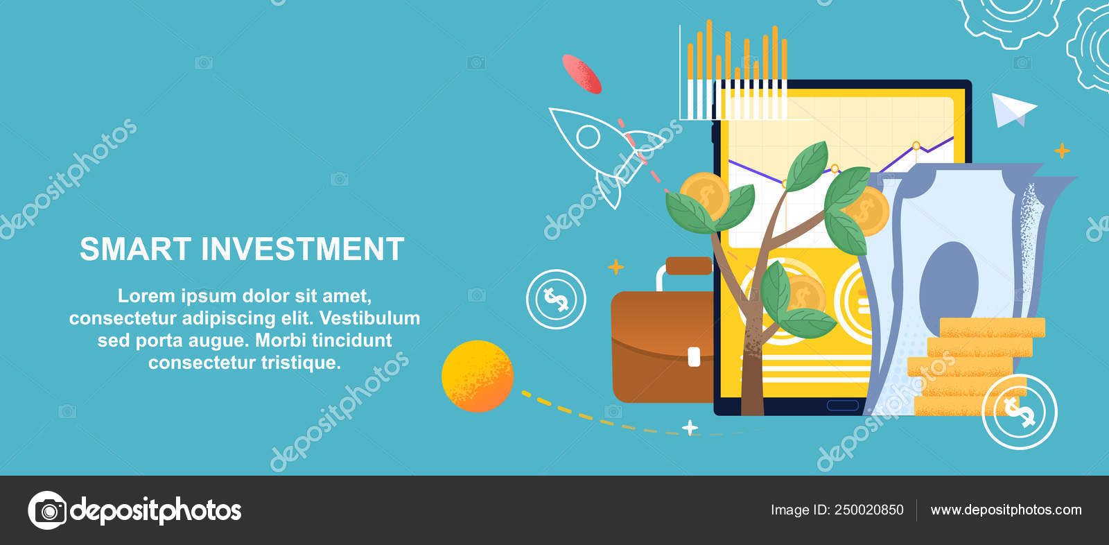 Horizontal Flat Banner Smart Investment Business. Stock Vector by ...