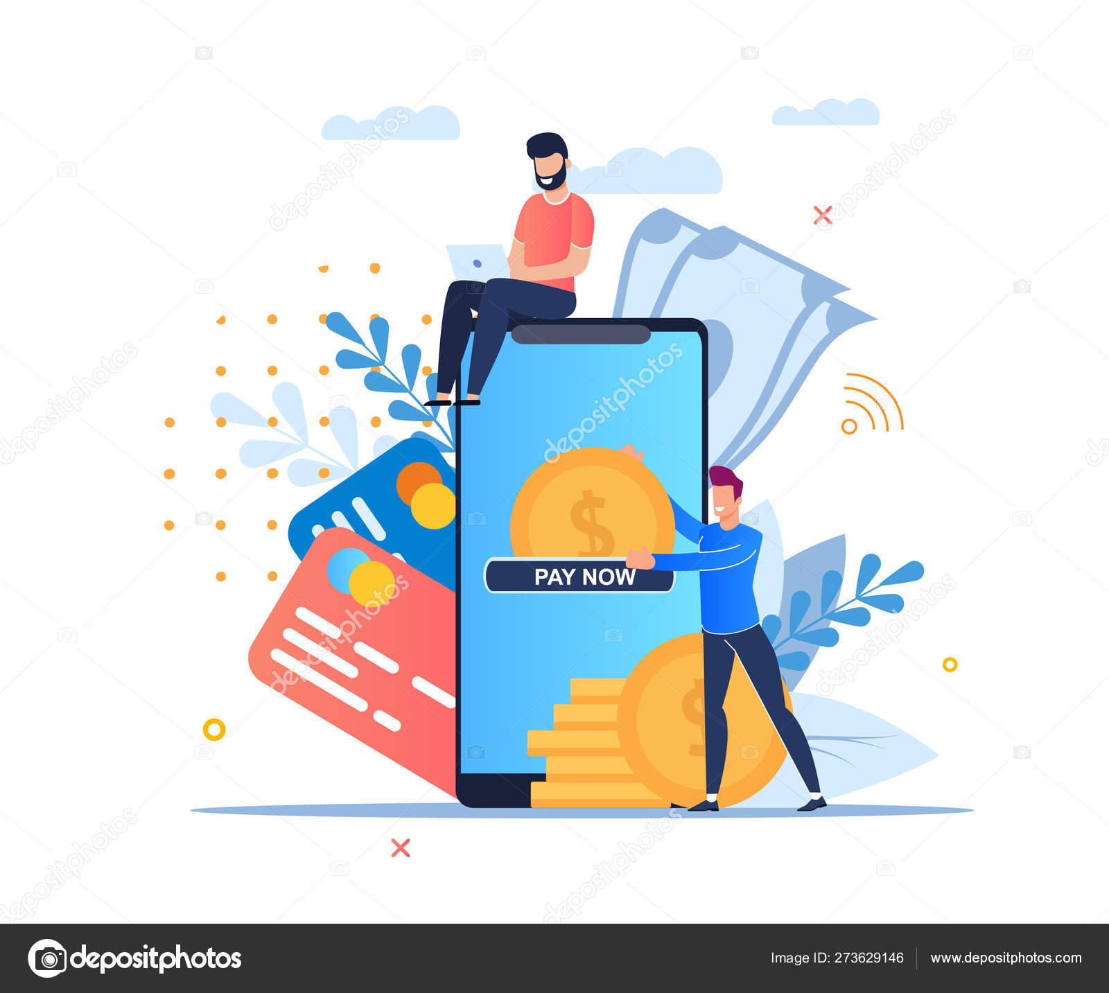 Vector Illustration Online Payment Cartoon Flat. — Stock Vector ...