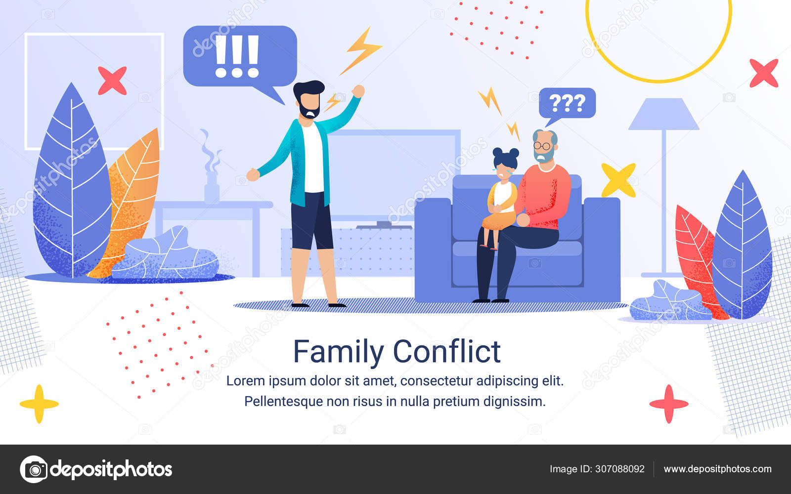 Advertising Banner Inscription Family Conflict. Stock Vector Image by ...