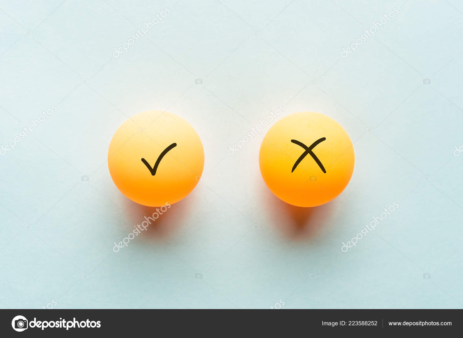 Check Mark Concept Yes Dilemma Concept Ping Pong Balls Stock Photo by ...