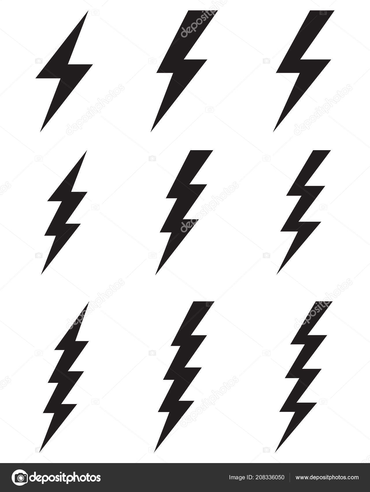 Iconos Trueno Negro Perno Sobre Fondo Blanco Vector de stock por ...