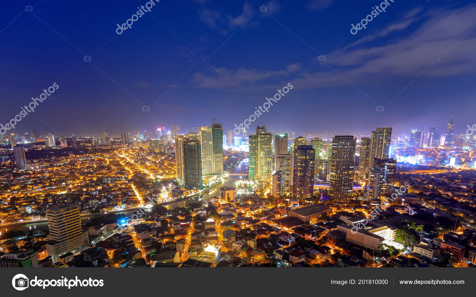 Manila Philippines Feb 2018 Eleveted Night View Rockwell View Burgos ...