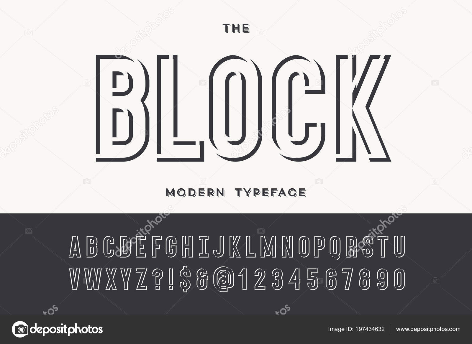 Blokir jenis huruf modern. Tipografi modern alfabet sans serif Vektor ...