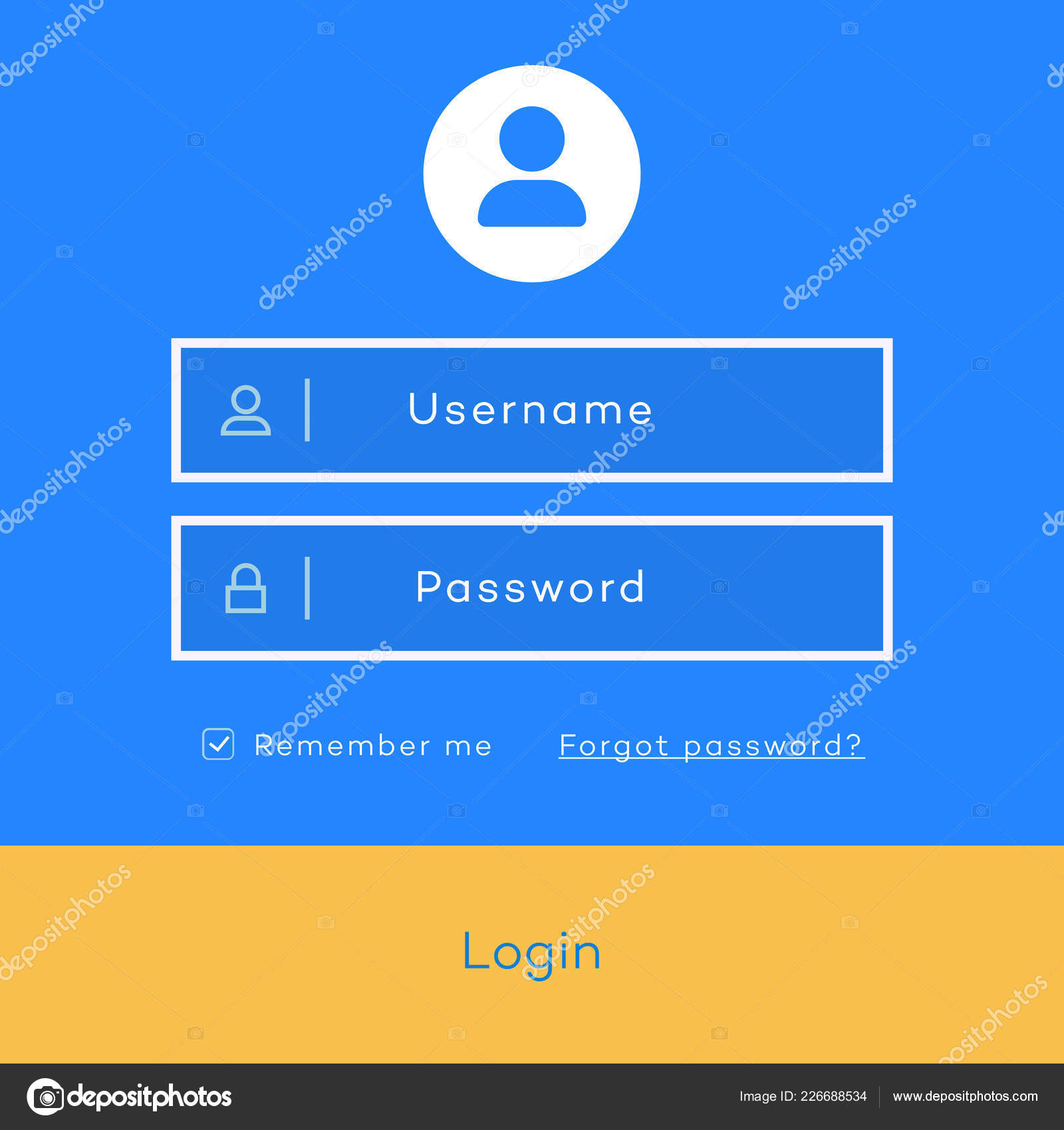Vector login form page template flat style for app development Stock ... Vector login form page template flat style for app development Stock ...