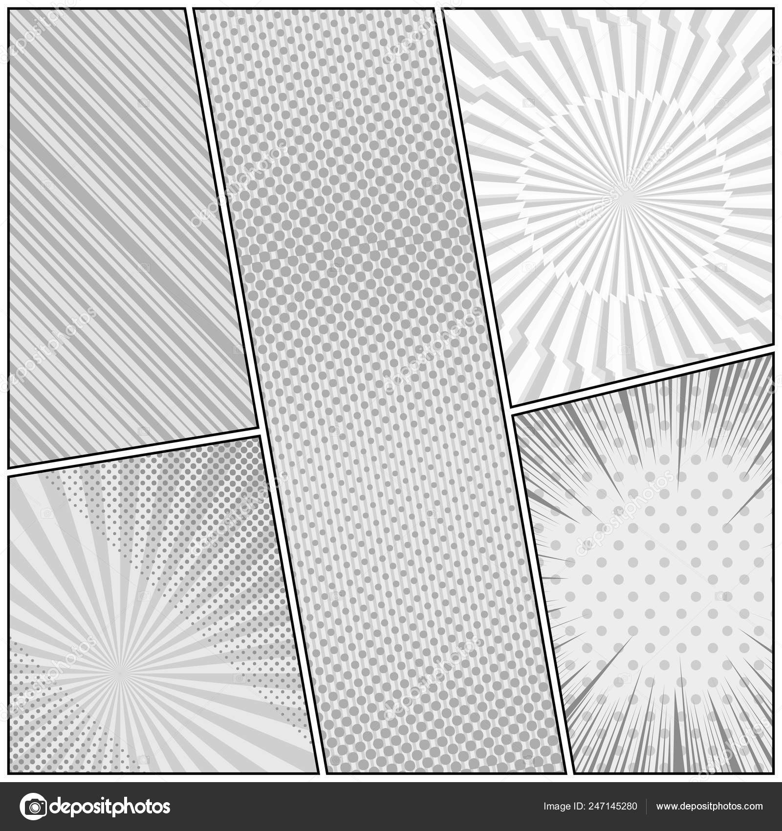 Comic book page monochrome design template Stock Vector Image by ...