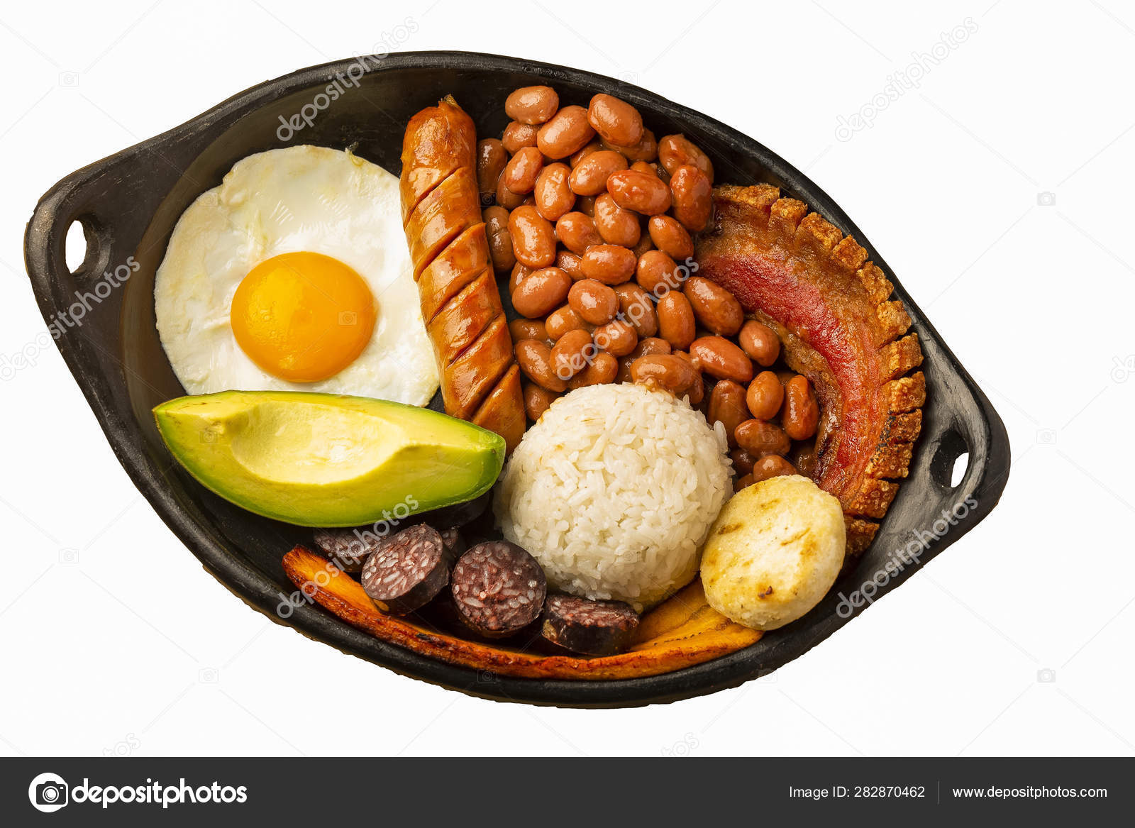 Bandeja paisa, typical dish at the Antioquena region of Colombia. It ...