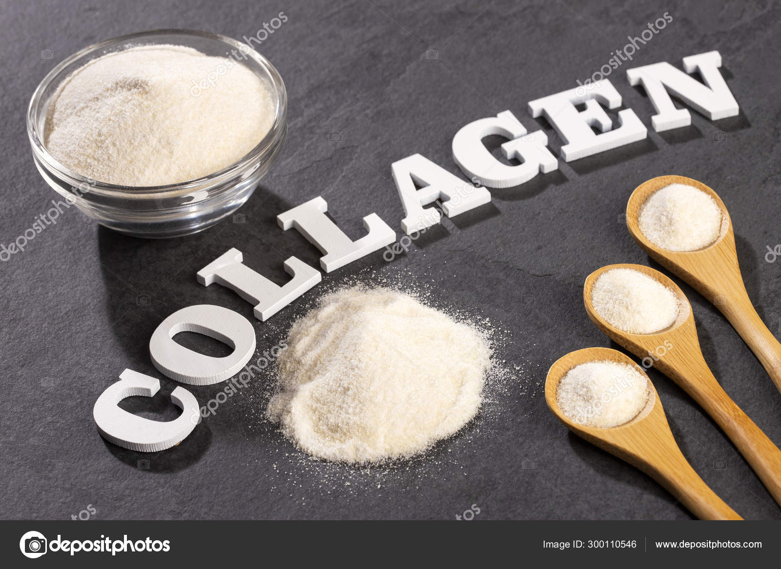 Collagen protein powder - Hydrolyzed. Text space — Stock Photo ...