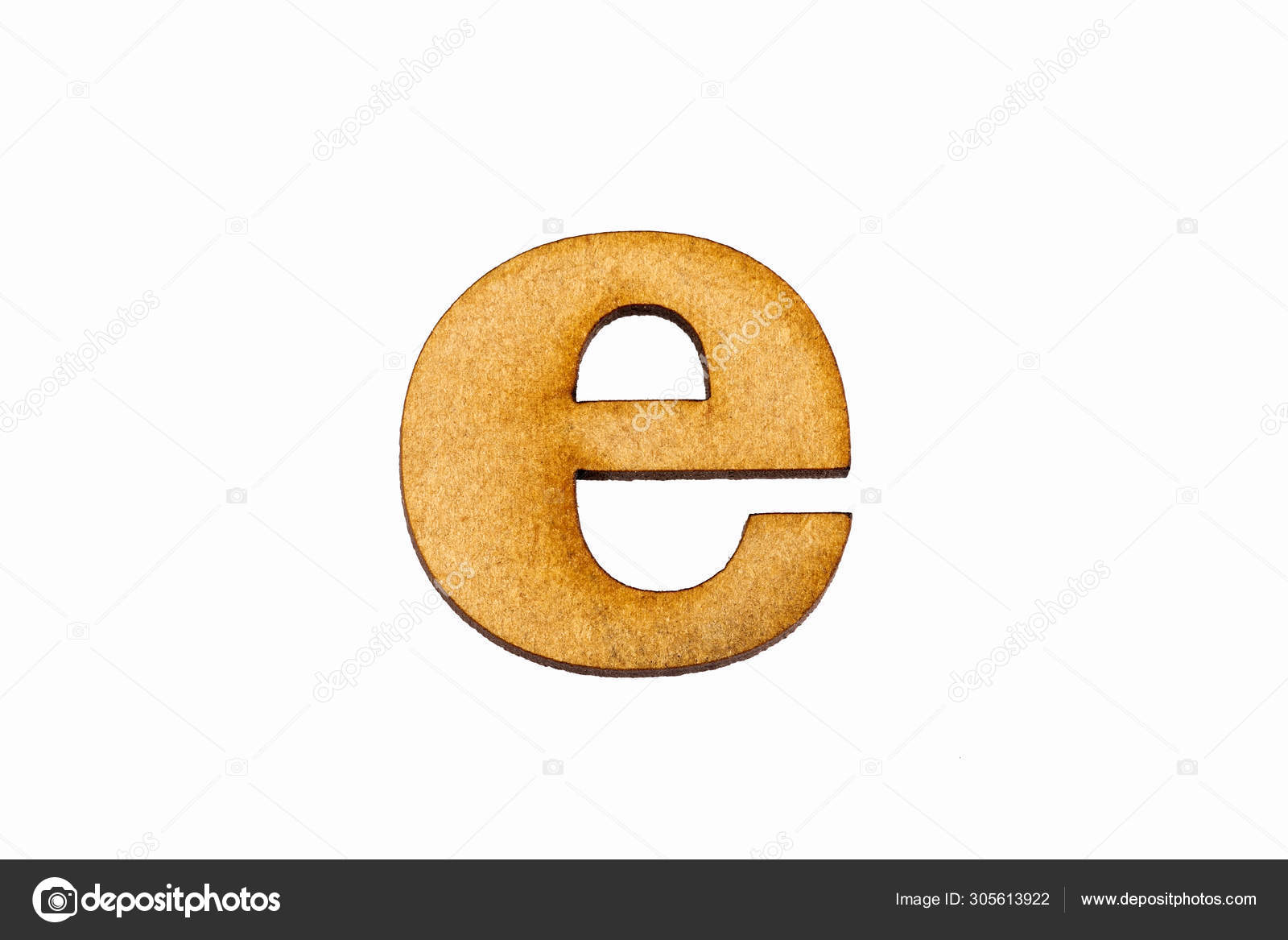 Lowercase letter e in wood - White background — Stock Photo ...
