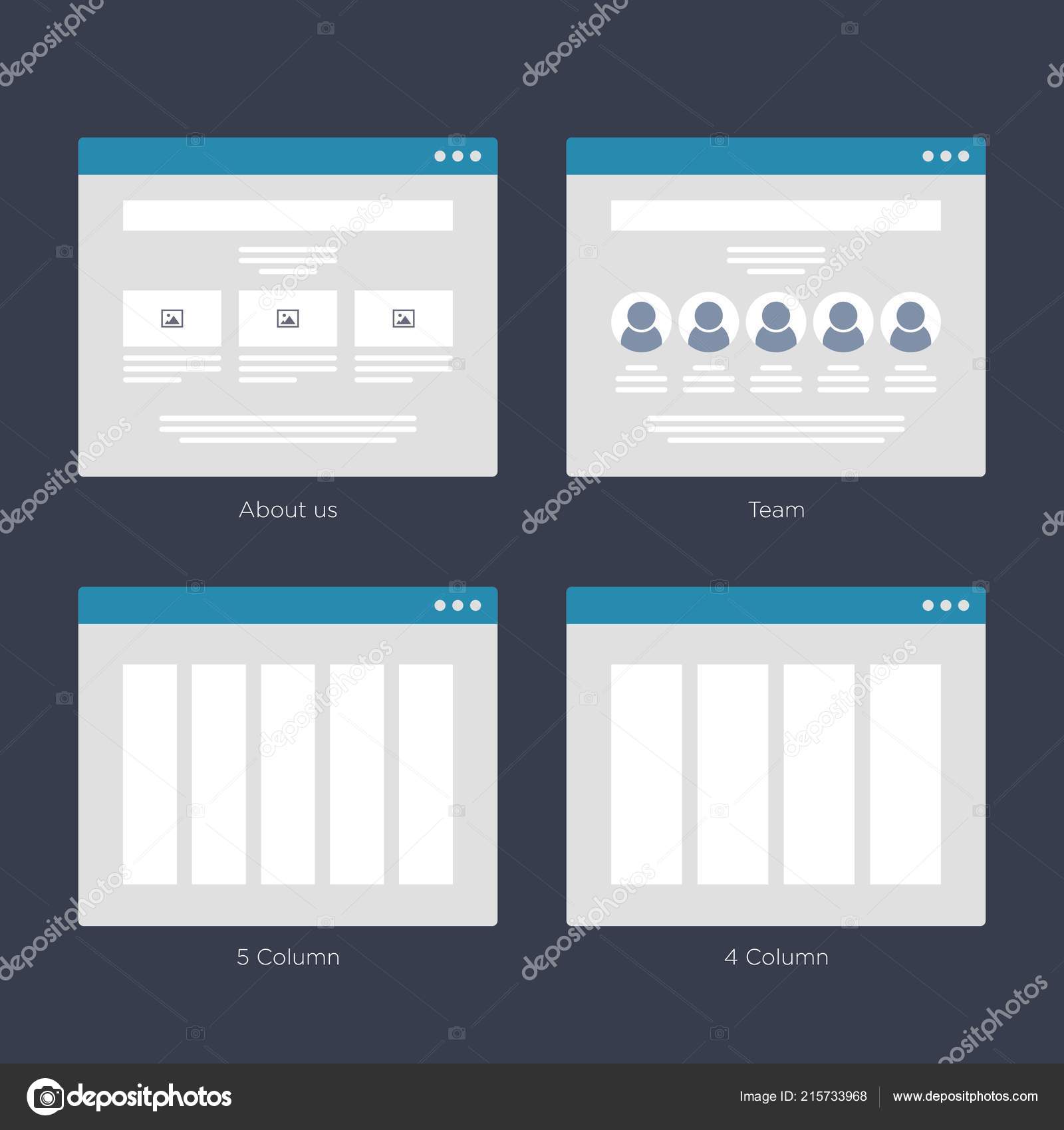 Website Wireframe Layouts Kits Site Map Design Stock Vector Image by ©shahsoft #215733968