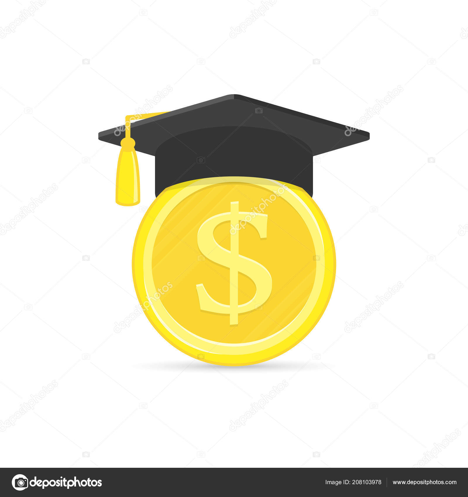 Graduation cap with coin. Stock Vector by ©art-sonik 208103978