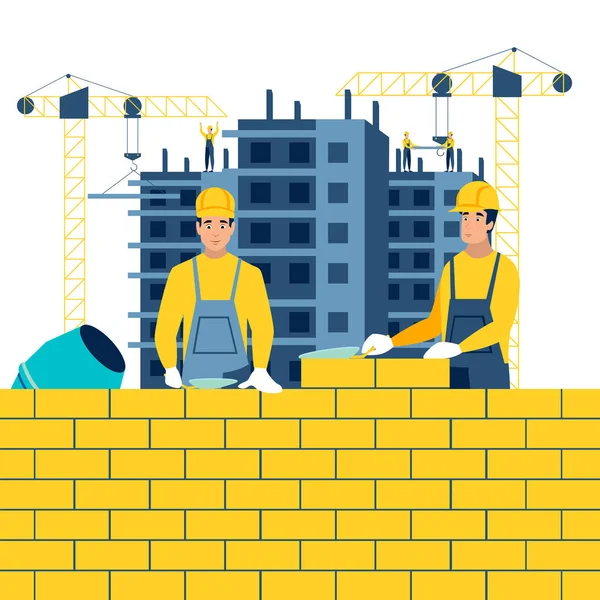 Construcci n, entorno de trabajo. Constructores en el trabajo. En estilo minimalista Vector ...