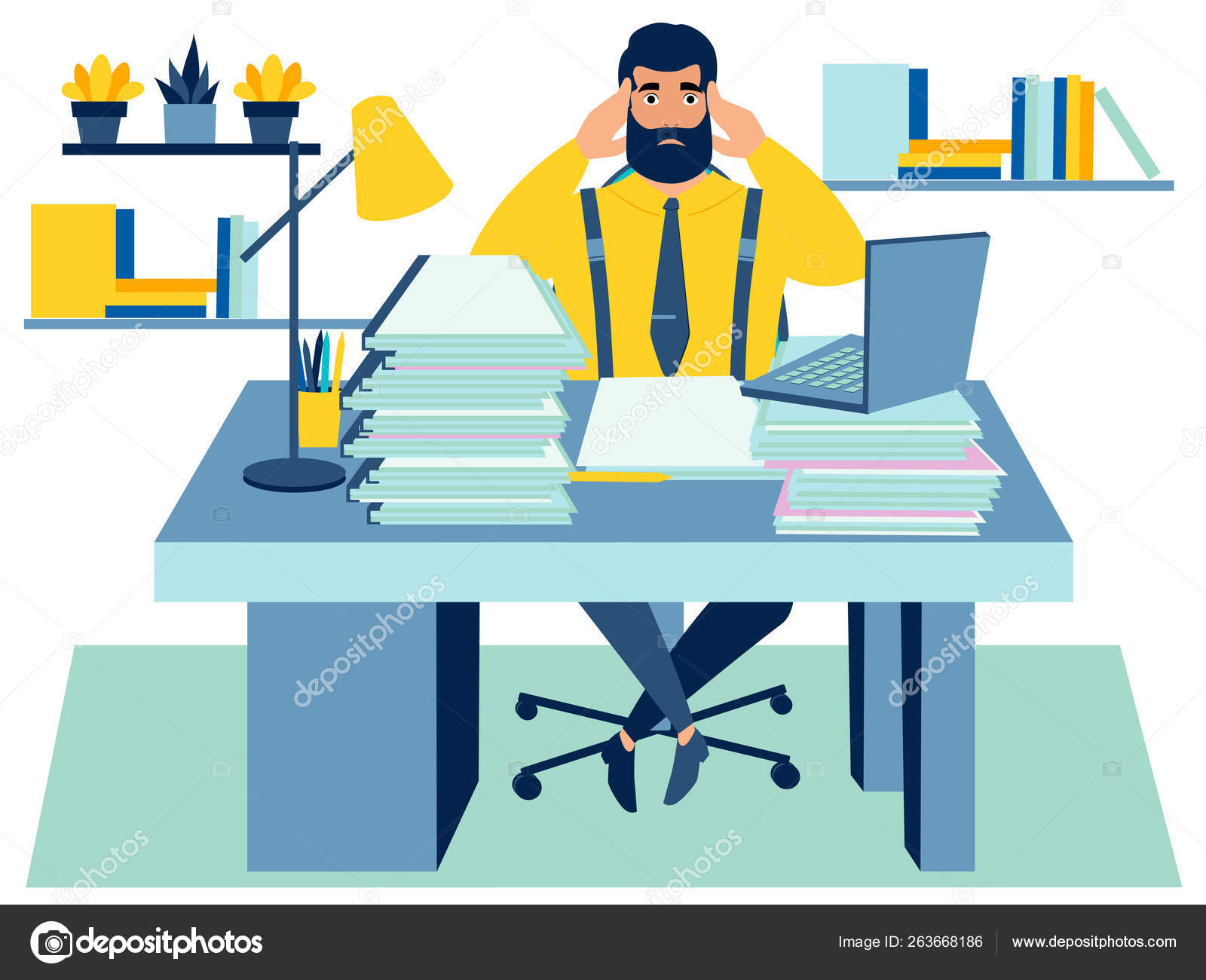 Tired At Work Cartoon