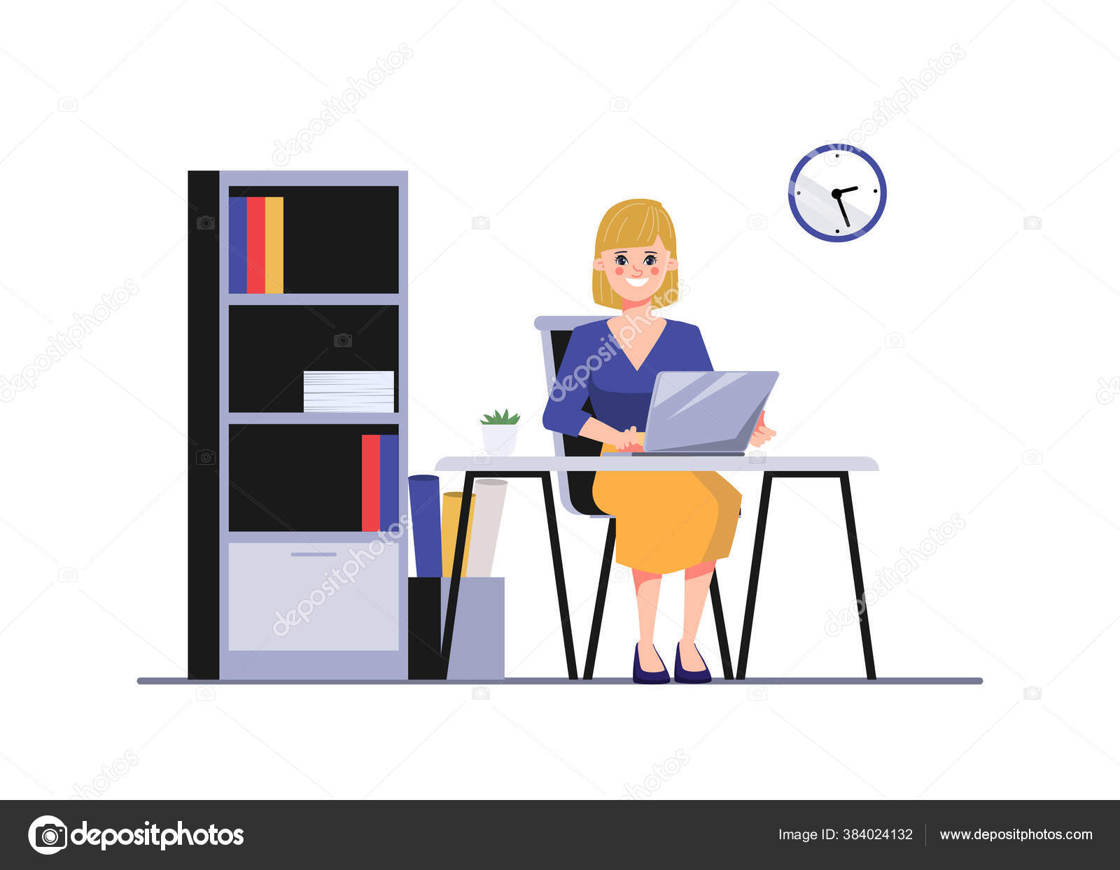 Businesswoman Working Laptop Computer Administration Office Desk ...