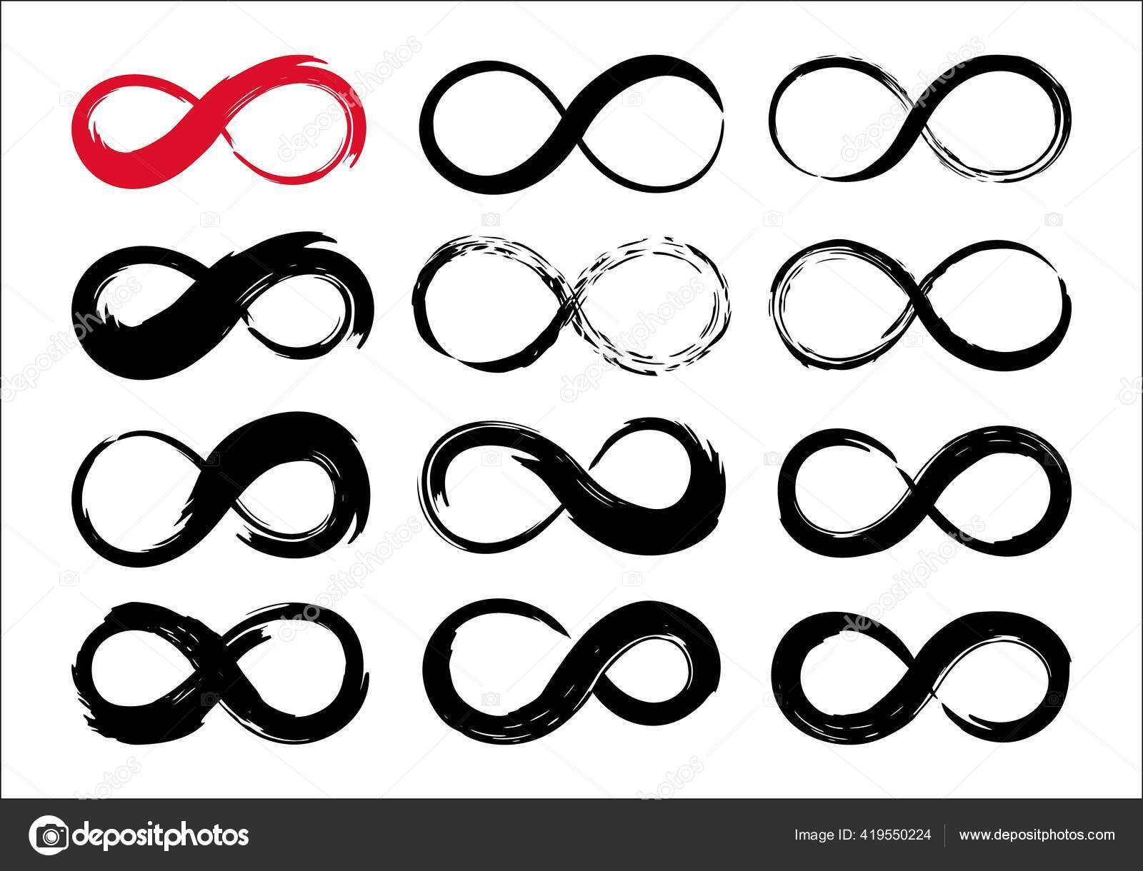 Infinity Symbole Handbemalt Mit Grunge Pinselstrich Und Schwarzer Farbe ...