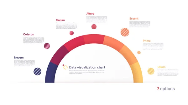 Vector pie chart infographic template in the form of semicircle divided ...