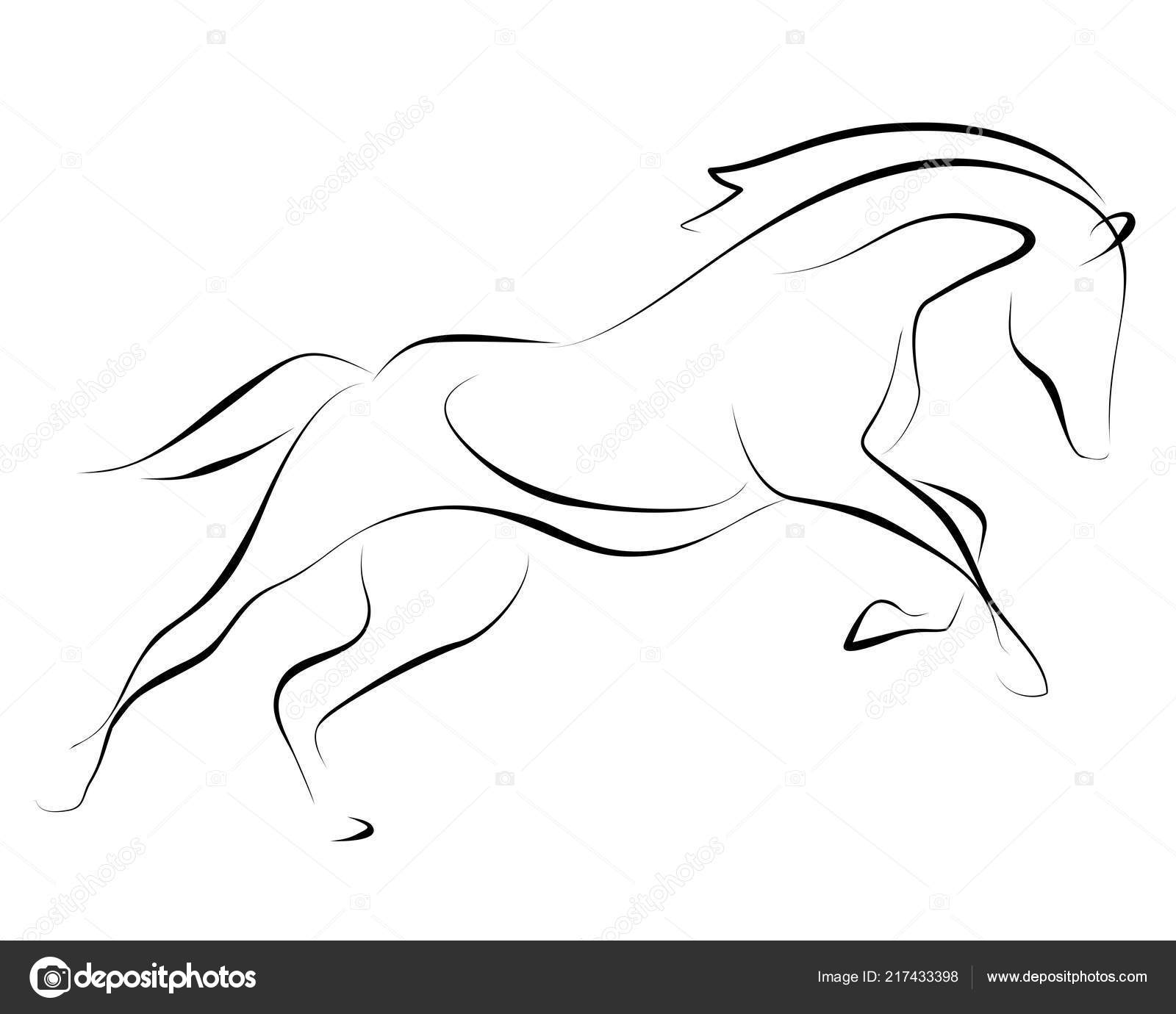 Running Black Line Horse White Background Vector Graphic Stock Vector ...