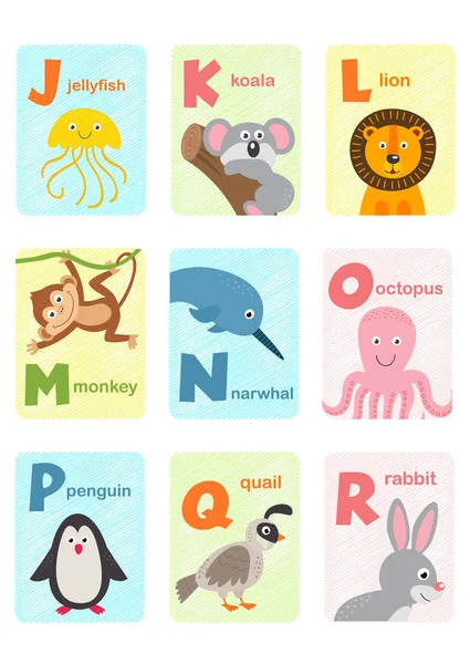 Alphabet Card Animals Vector Illustration Eps Stock Vector Image by ...