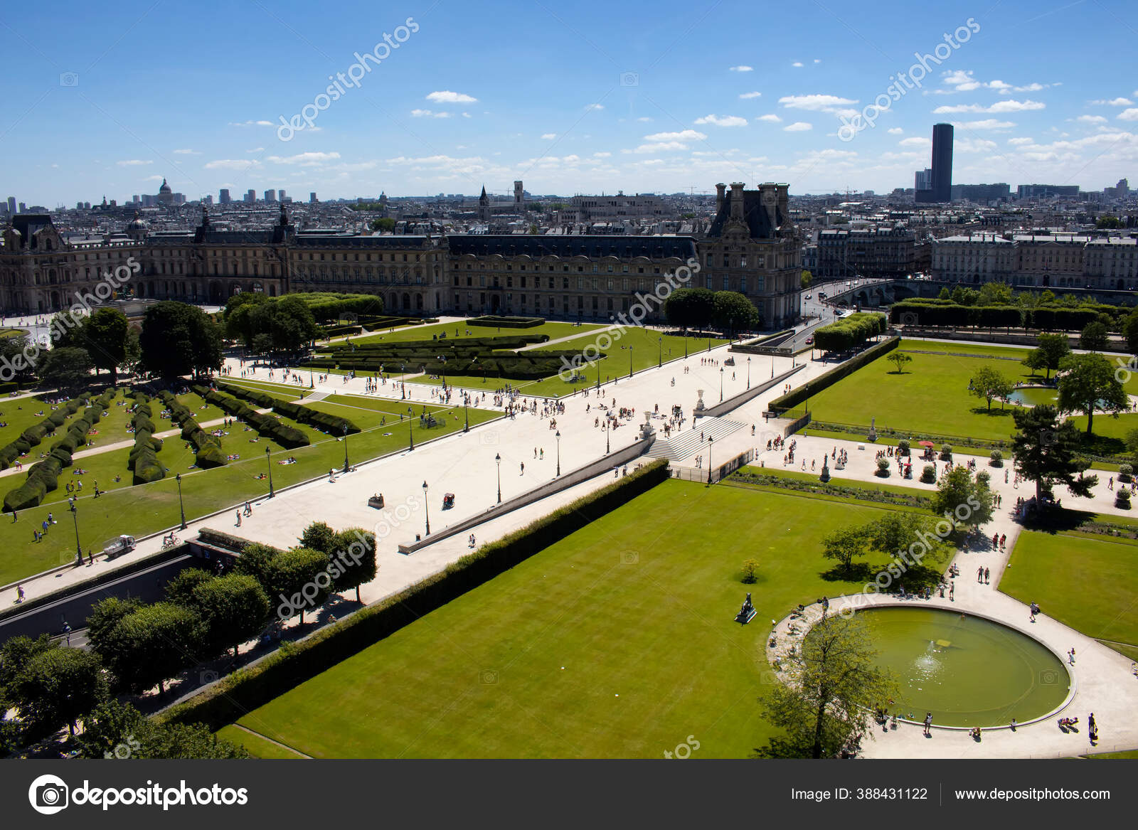 Aerial View Jardin Des Tuileries Paris Cityscape Expansive 17Th Century ...
