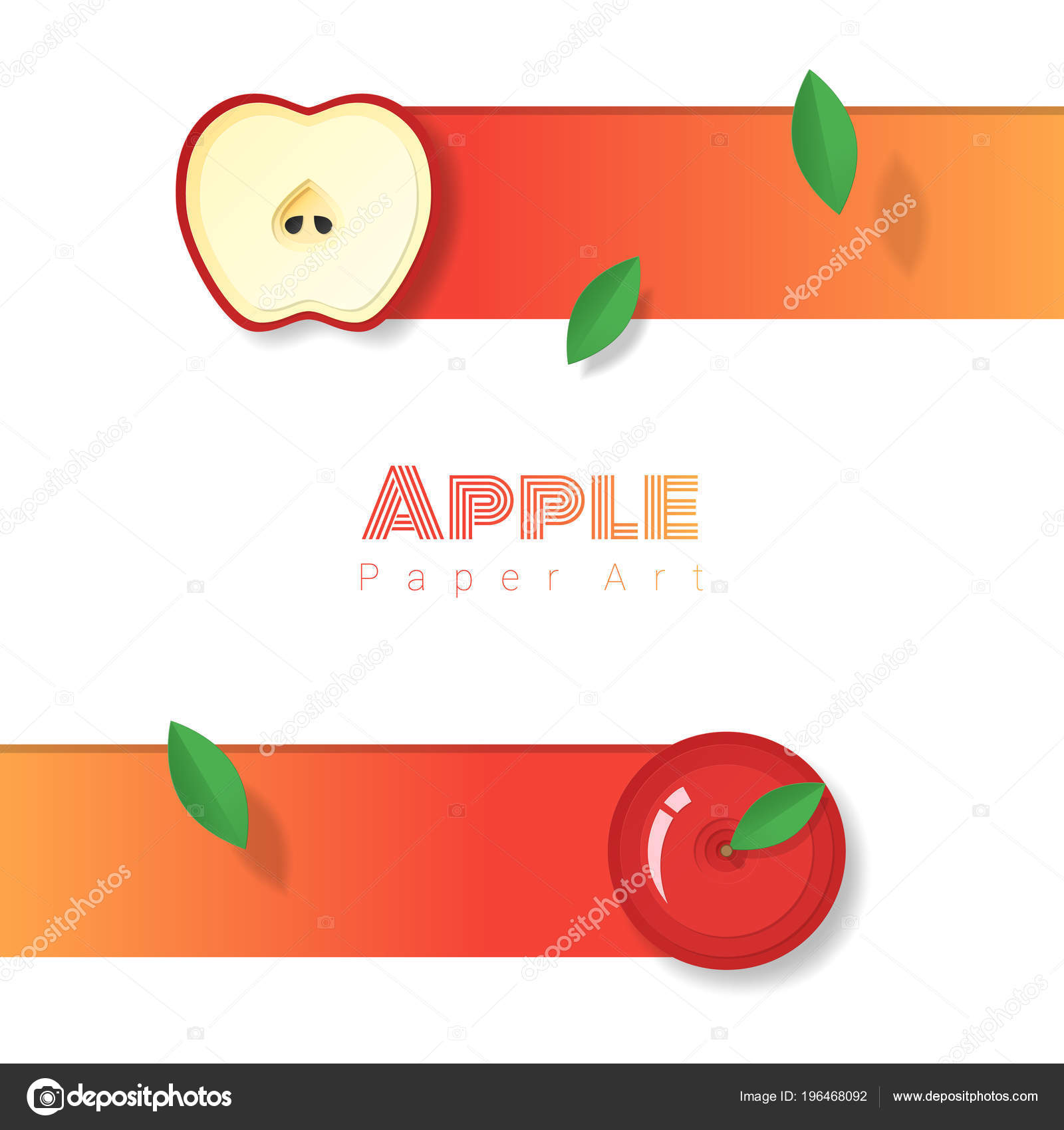 Fresh Red Apple Fruit Background Paper Art Style Vector Illustration ...