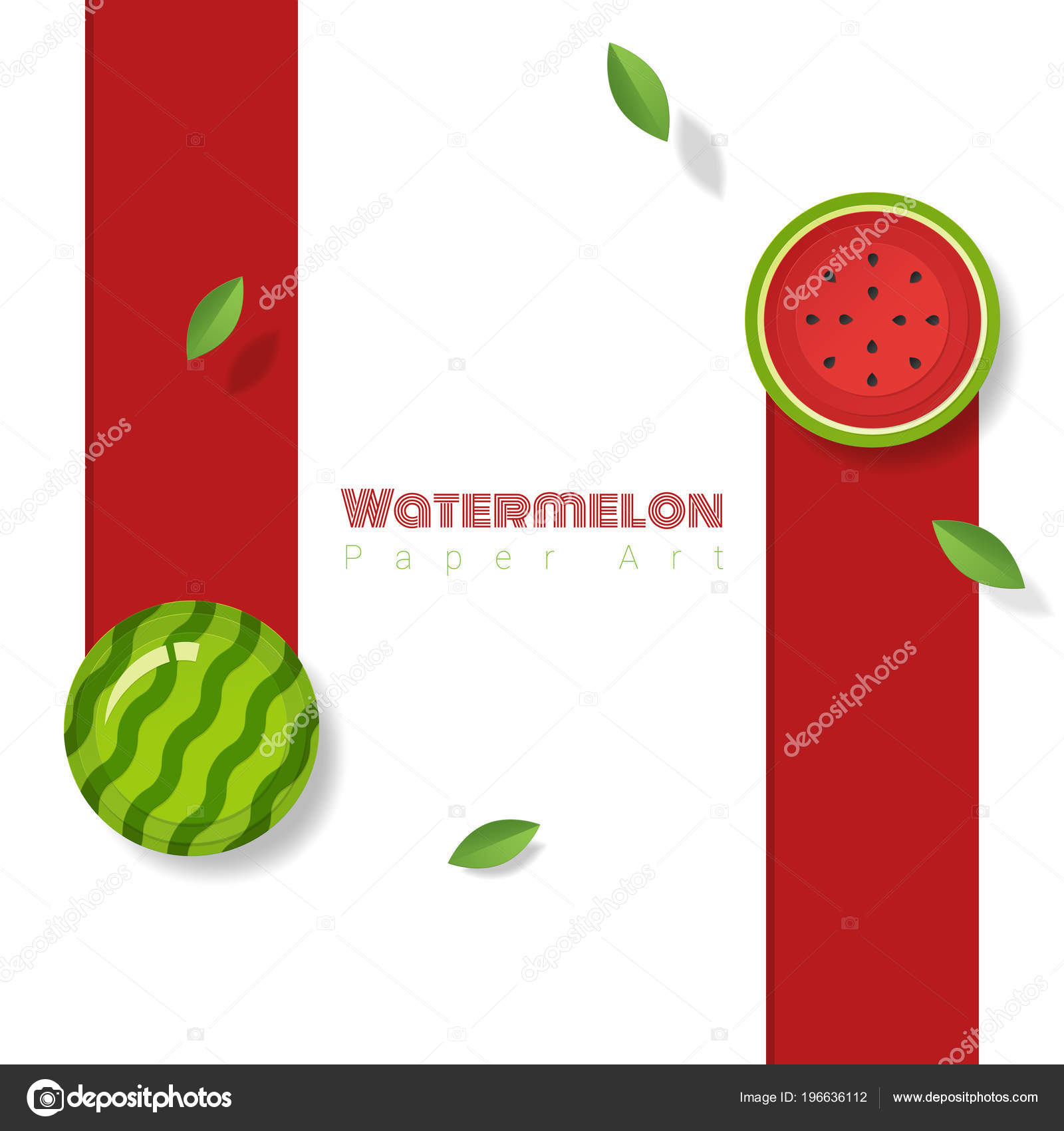 Fresh Watermelon Fruit Background Paper Art Style Vector Illustration ...