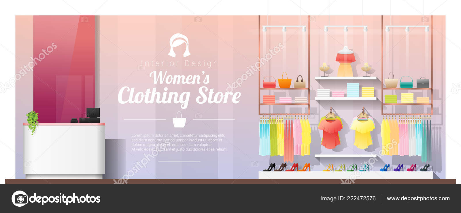Interior Background Modern Women Clothing Store Vector Illustration ...