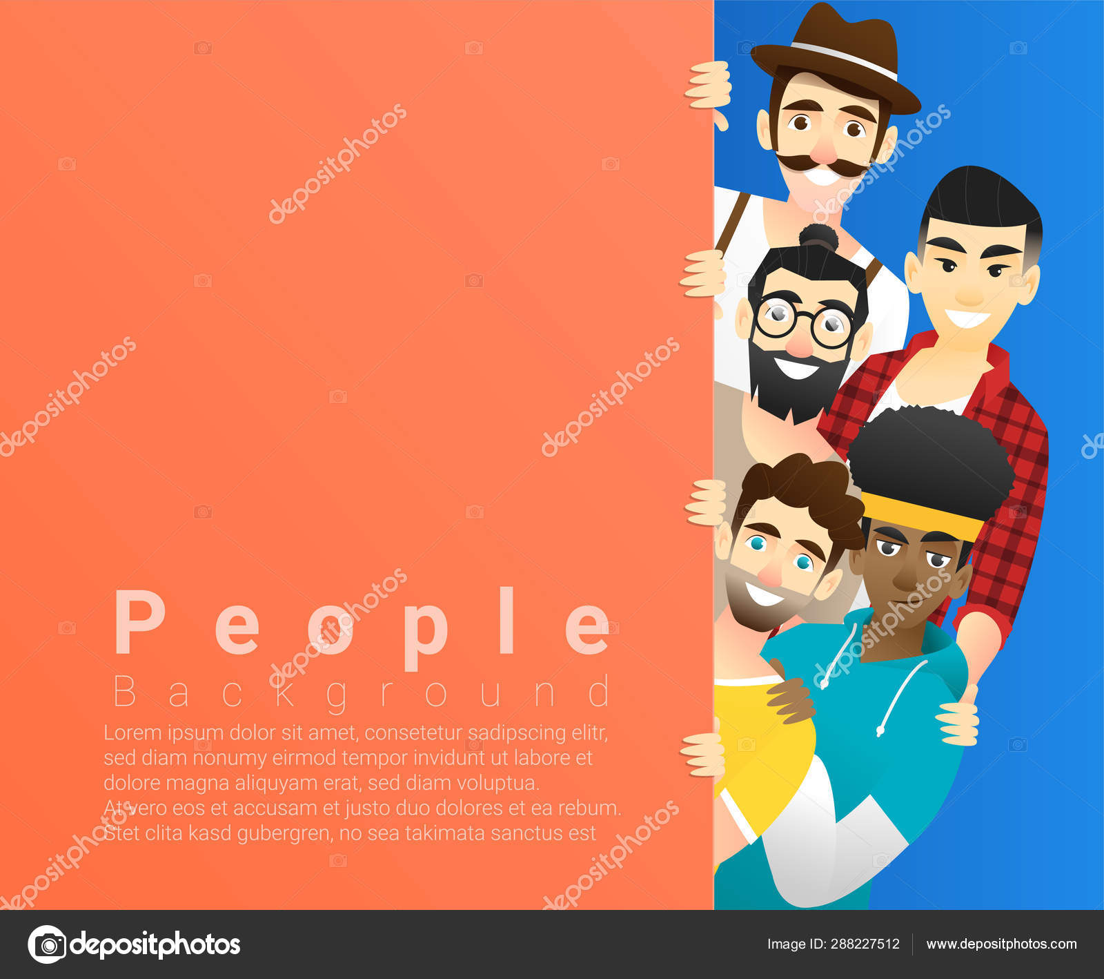 Diversity Concept Background Group Happy Multi Ethnic Men Standing Empty Stock Vector by ...