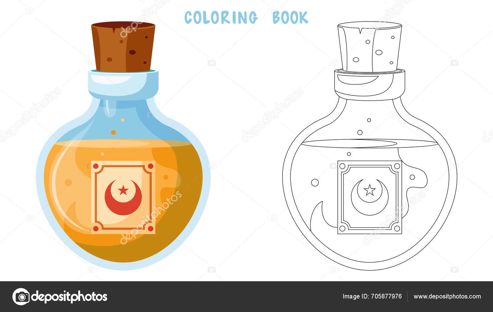 Coloring Book Illustration Flasks Potion Game Potion Coloring Page ...