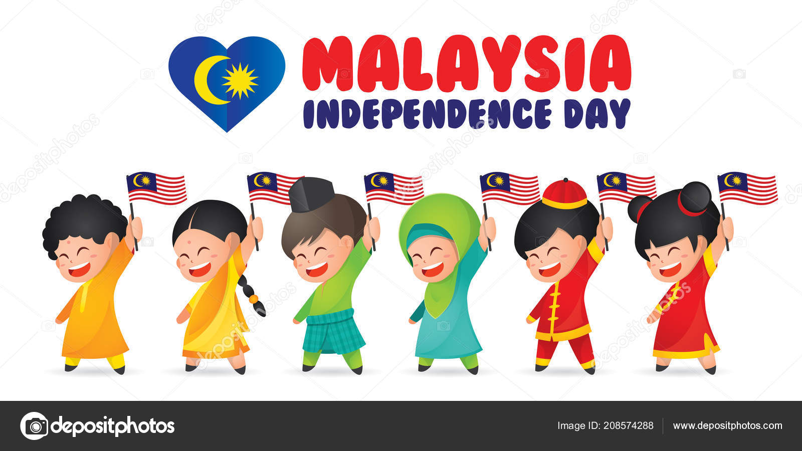 Malaysia National Independence Day Illustration Cute Cartoon Character ... Malaysia National Independence Day Illustration Cute Cartoon Character ...