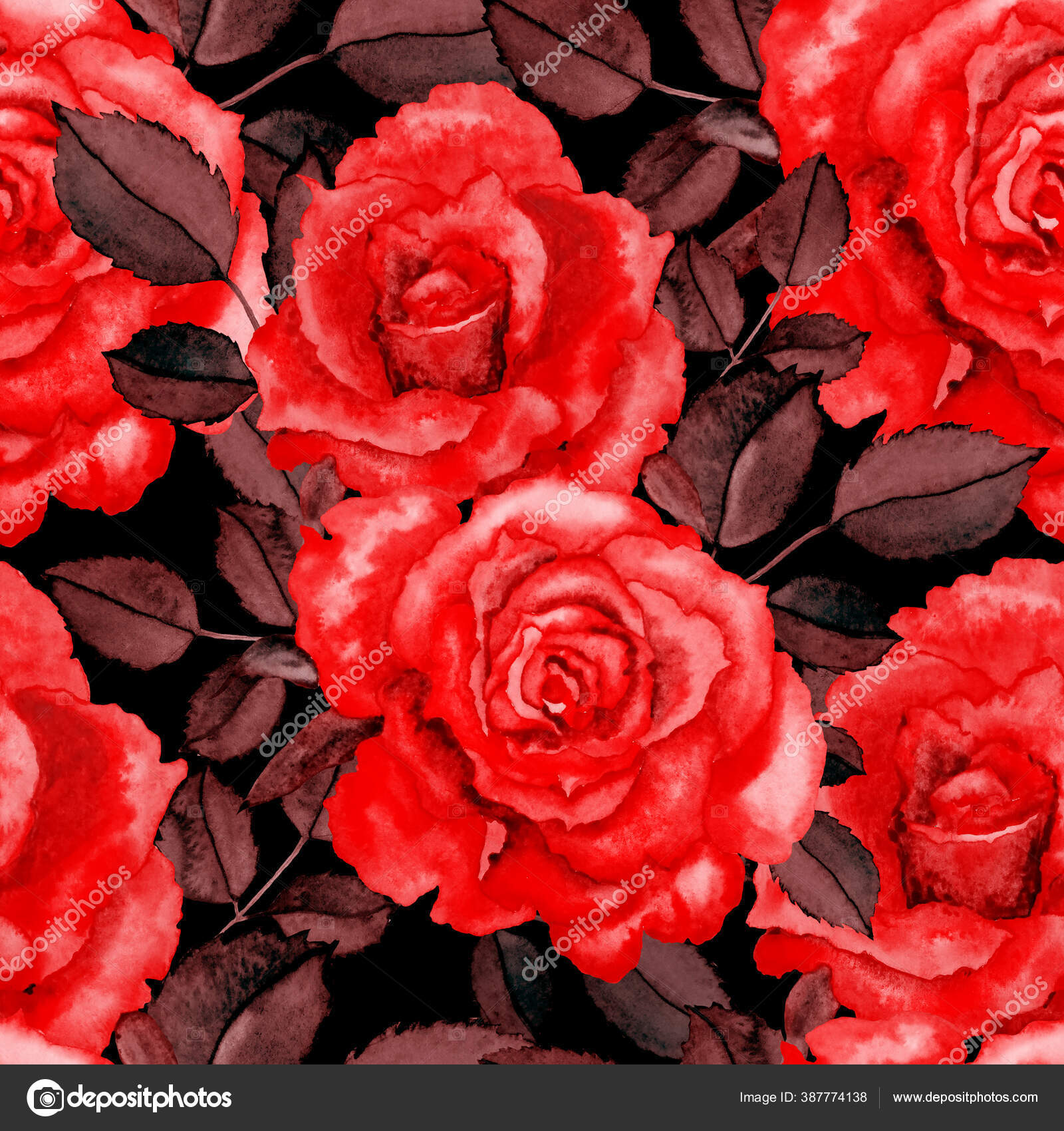 Vintage Watercolor Rose Pattern Great Design Any Purposes Floral ...