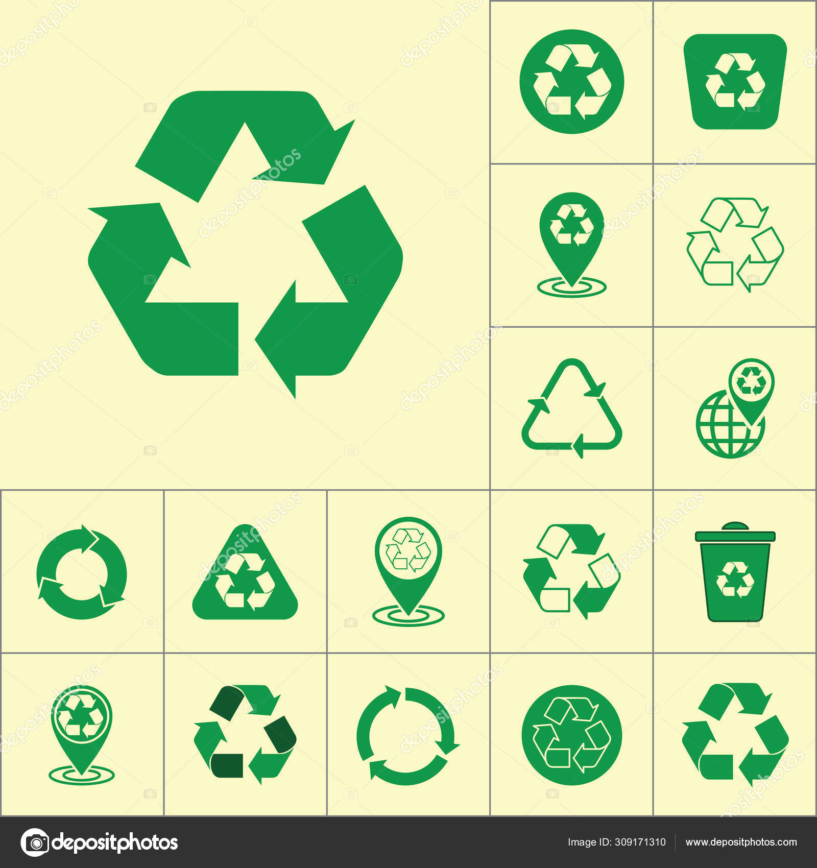 Recycle icon on yellow background, recycling set Stock Vector Image by ...