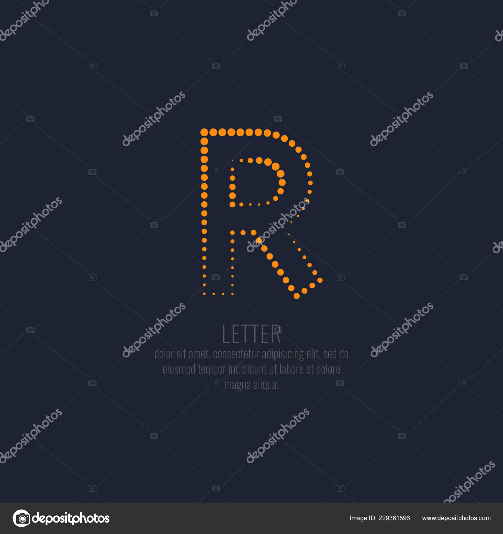 Letra punteada moderna R del alfabeto latino . Vector de stock por ...