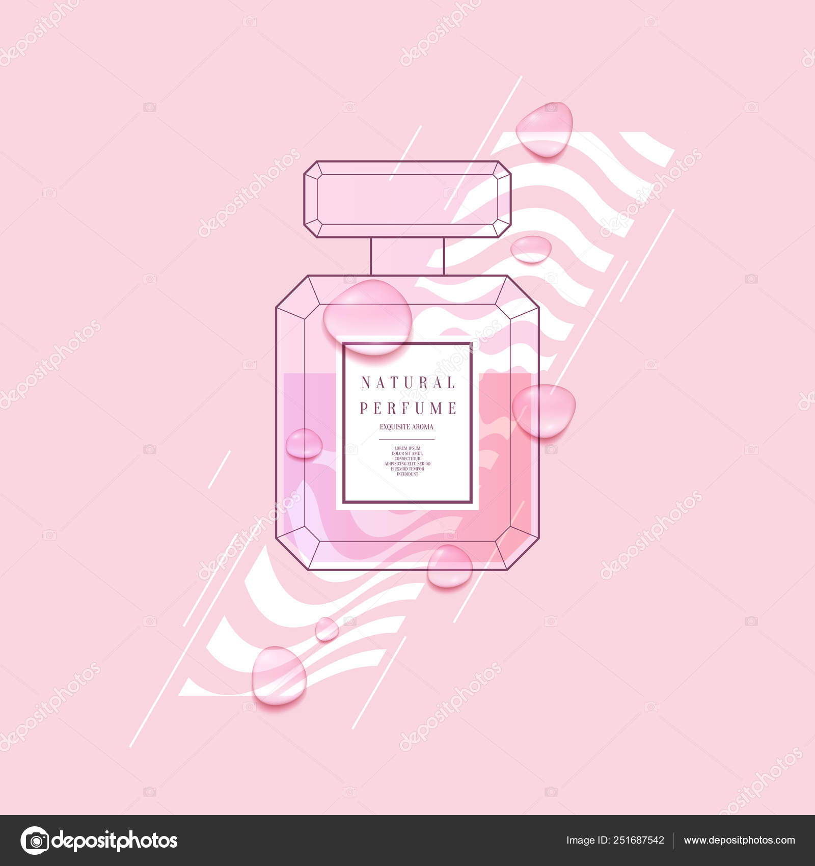 Perfume bottle with geometric pattern. Bright modern poster for ...