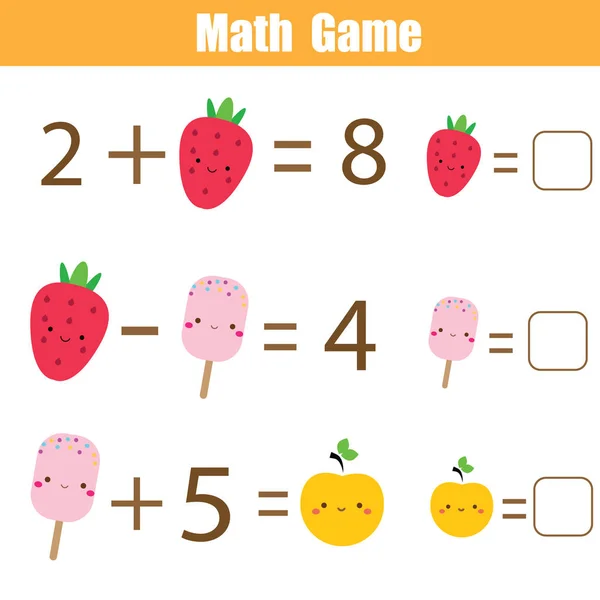 Math educational counting game for children, addition worksheet ...