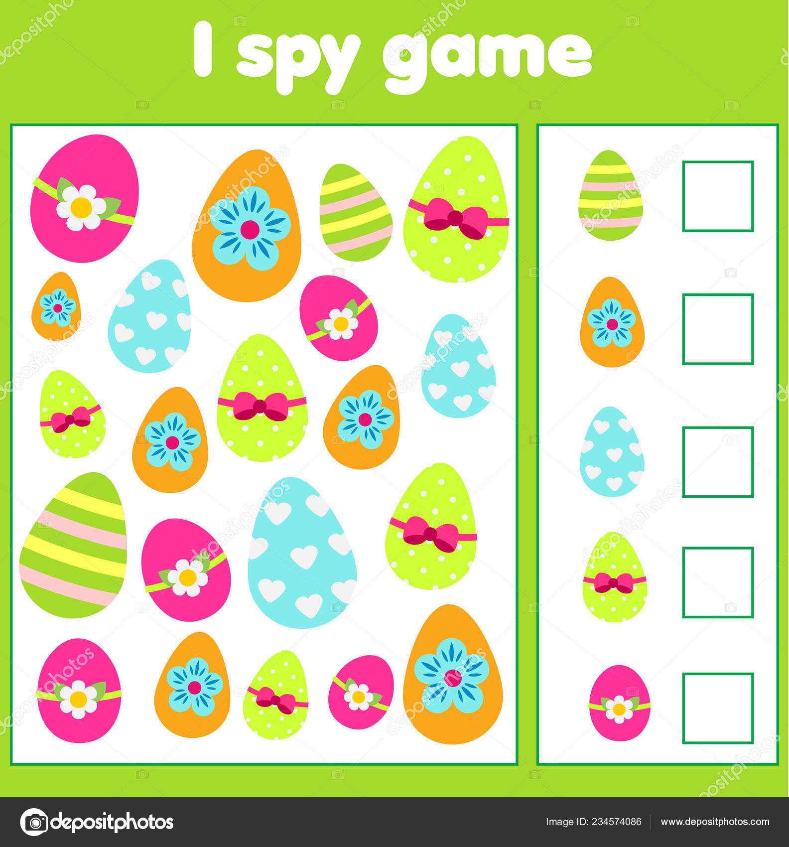Educational Children Game Spy Sheet Toddlers Find Count Easter Eggs ...