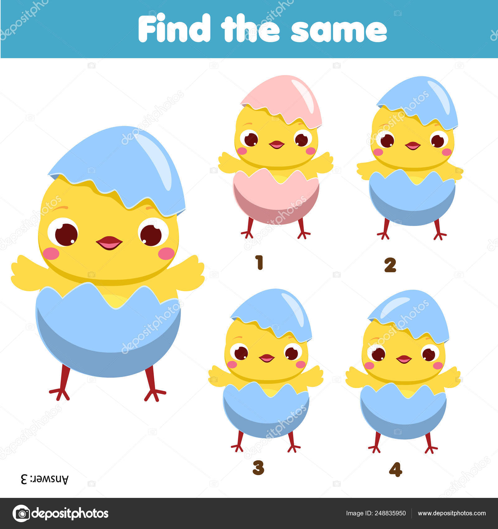 Children educational game. Find the same pictures. Find two identical ...