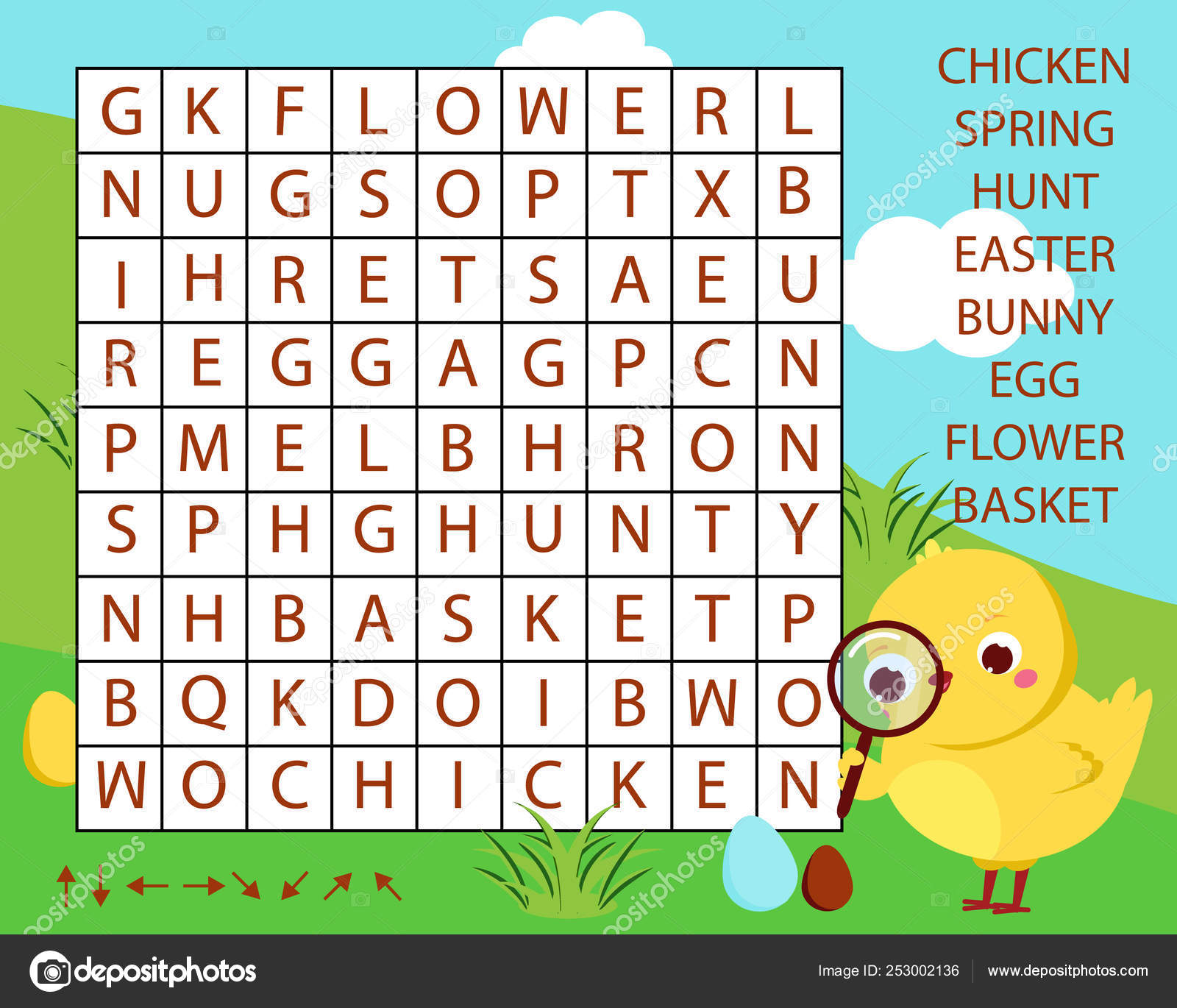Educational game for children. Word search puzzle kids activity. Easter ...
