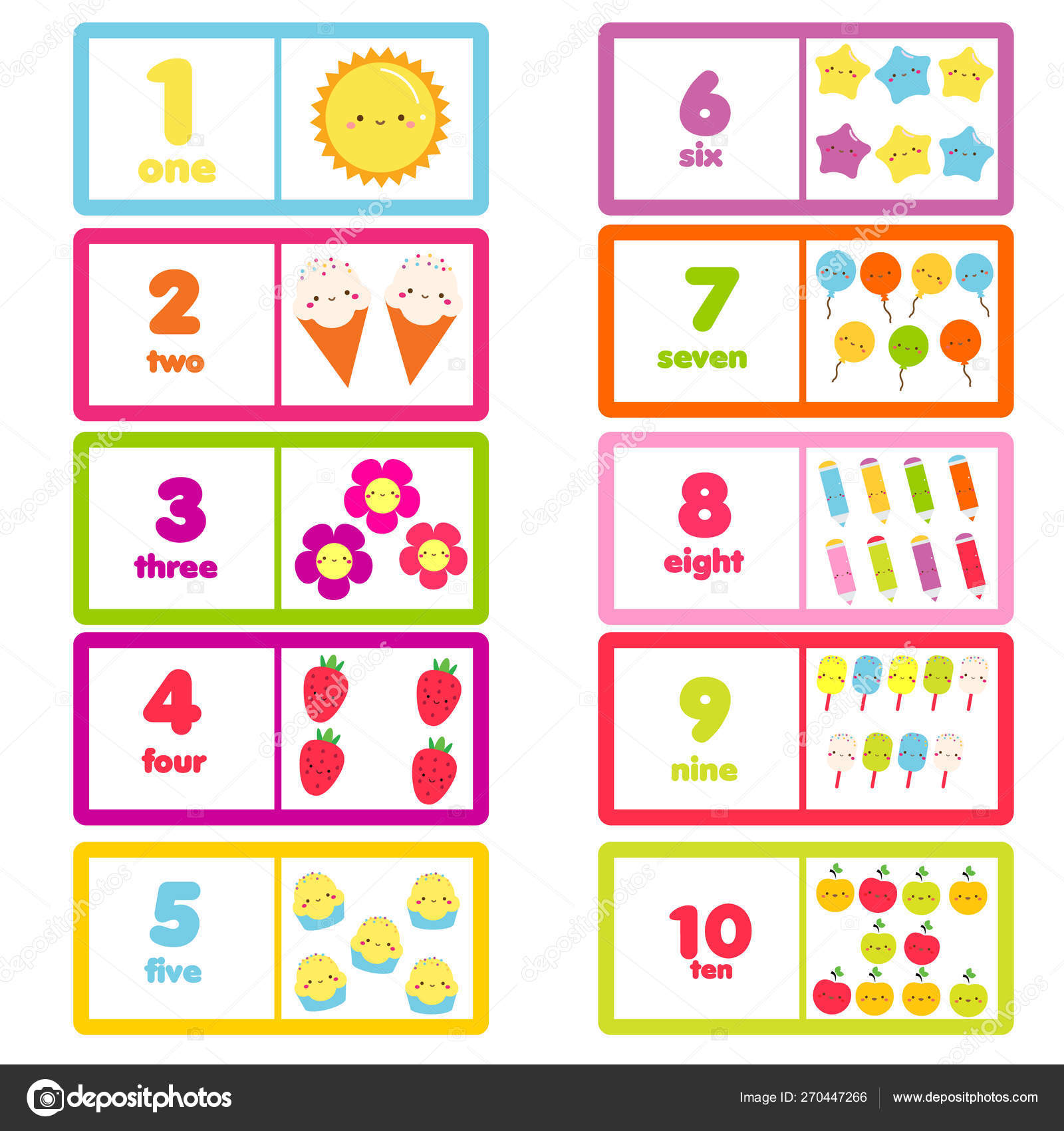 Count from one to ten. Cute characters and numbers. Educational ...