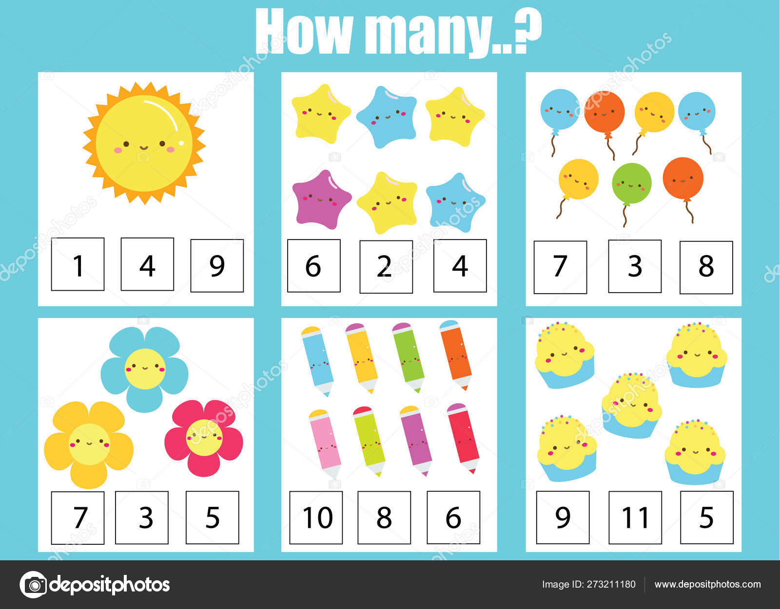Counting educational children game. Mathematics activity for kids and ...