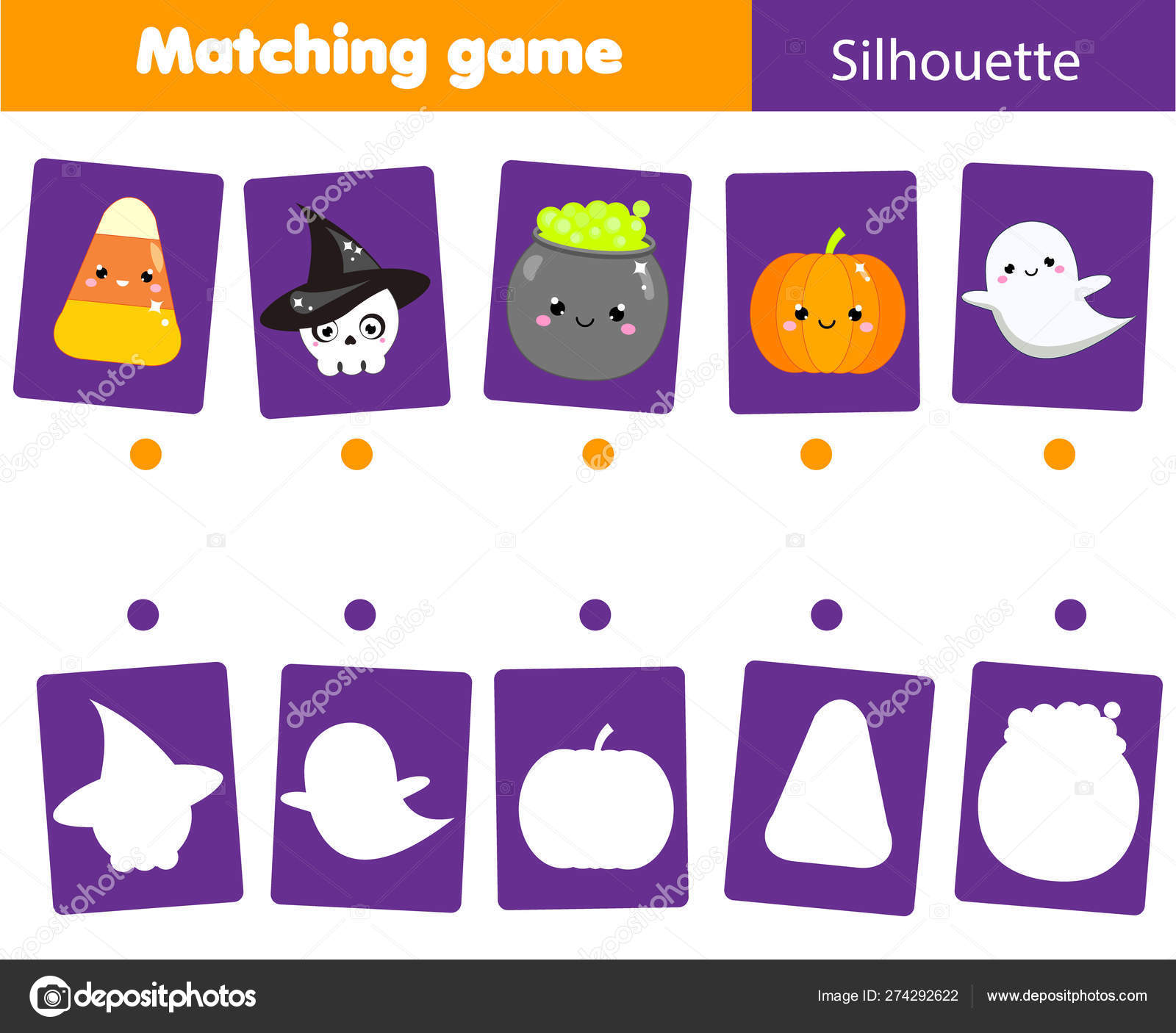 Shadow matching game. Match objects with silhouette. Educational kids ...