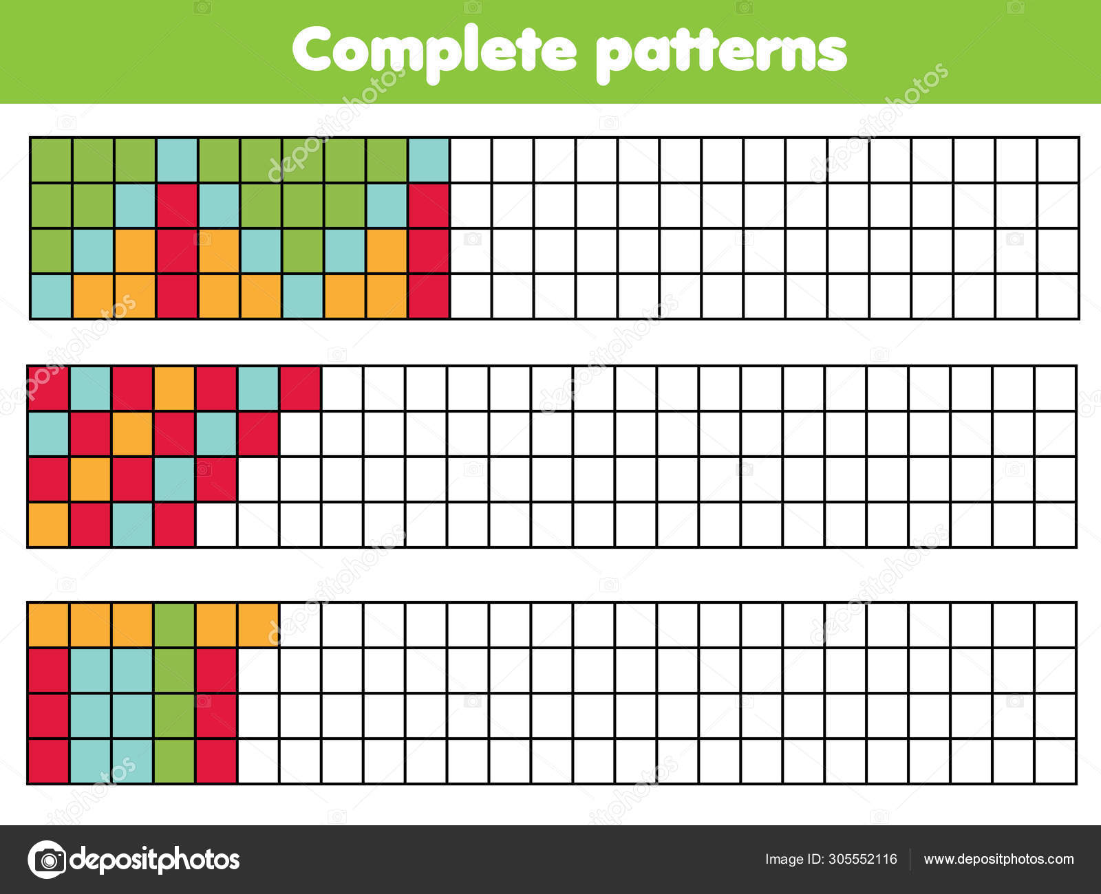 Patrones geométricos completos. Juego educativo para niños. Actividad ...
