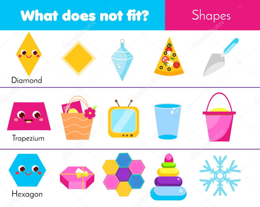 Juego de niños educacionales. Lo que no encaja tipo. aprender formas geométricas para niños y ...